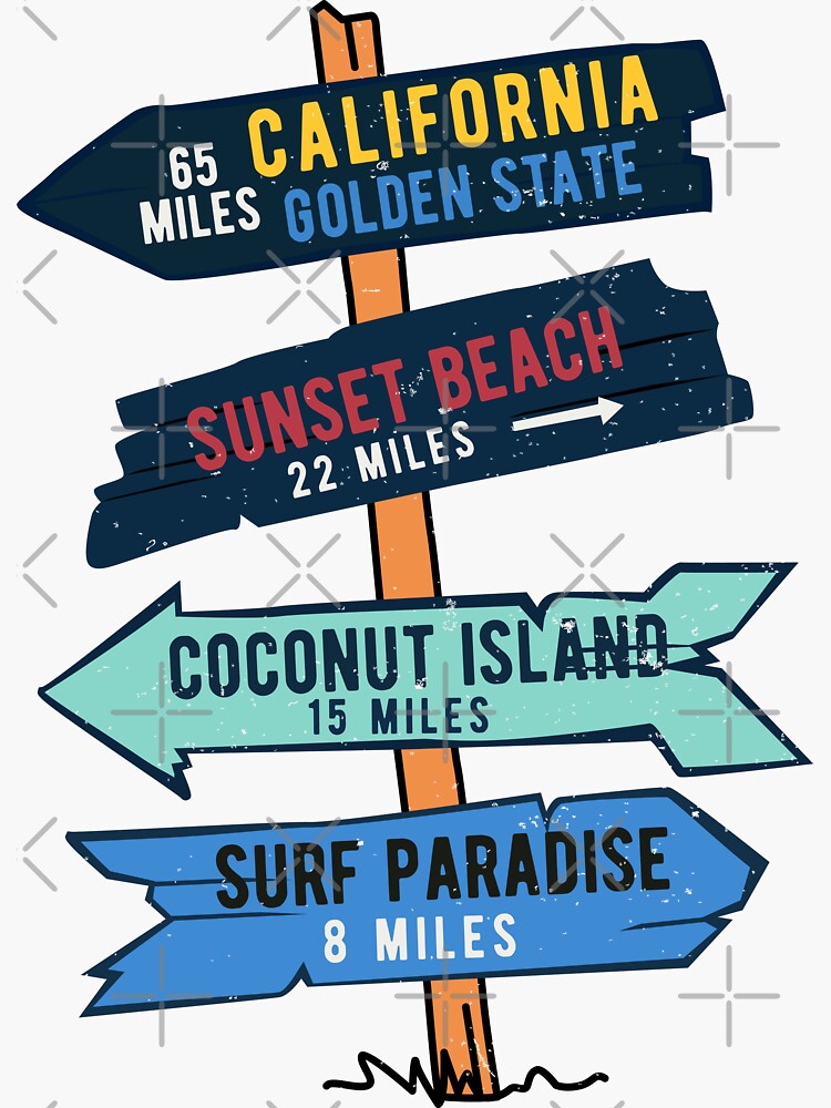 "Vintage Surf Sticker California Beach Wood Sign" Sticker for Sale by ...