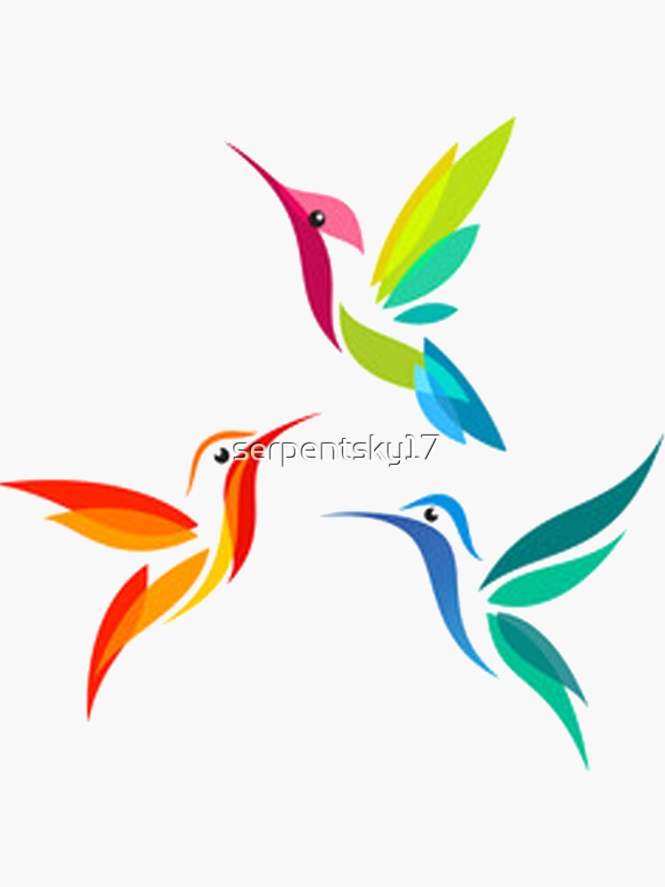 "Hummingbirds Times Three" Sticker for Sale by serpentsky17 | Redbubble