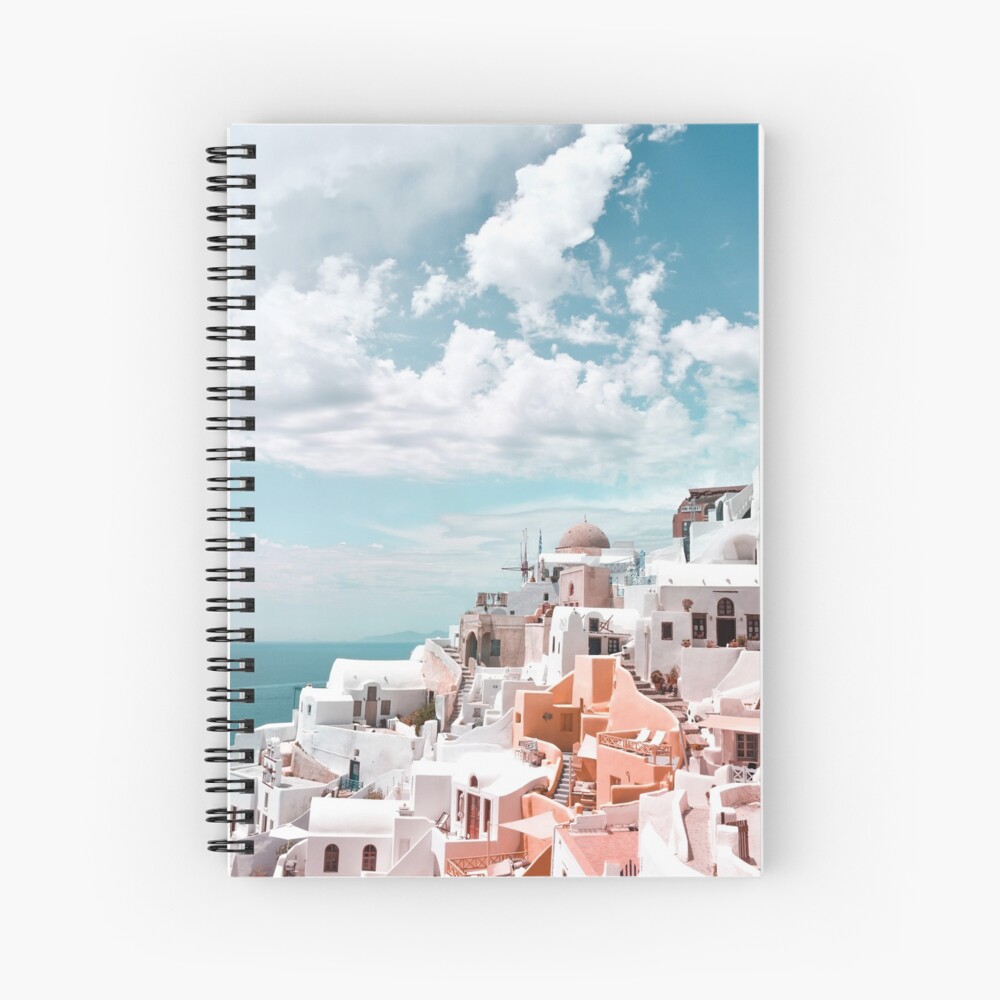"Santorini Oia Greece" Spiral Notebook for Sale by PrintsProject ...