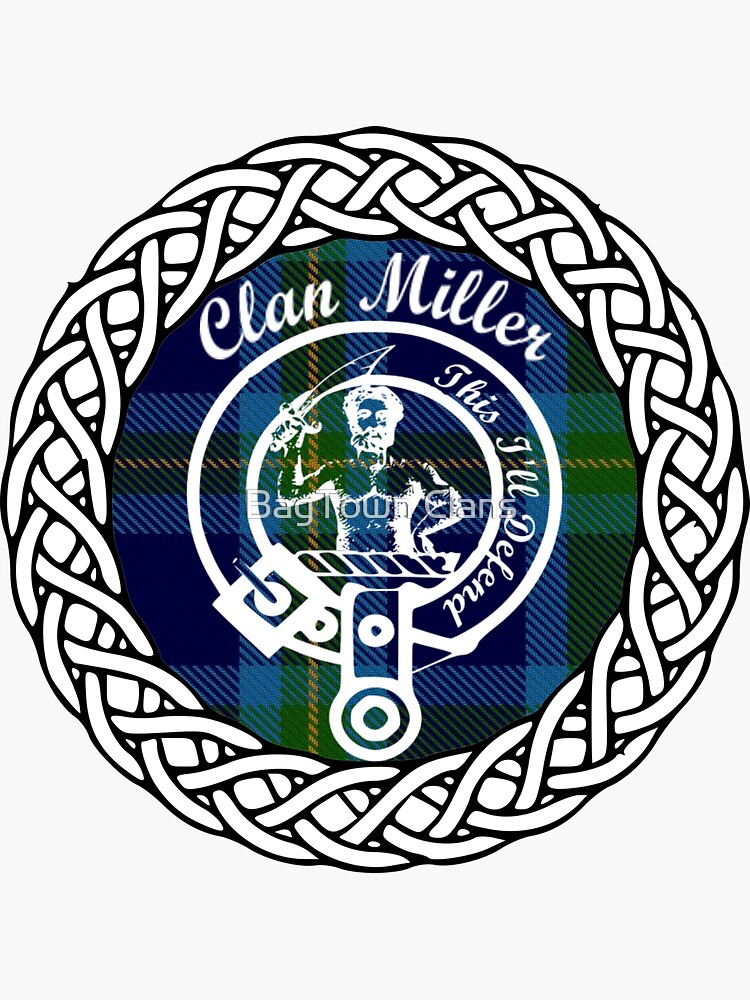 "Clan Miller surname last name tartan crest badge" Sticker for Sale by ...