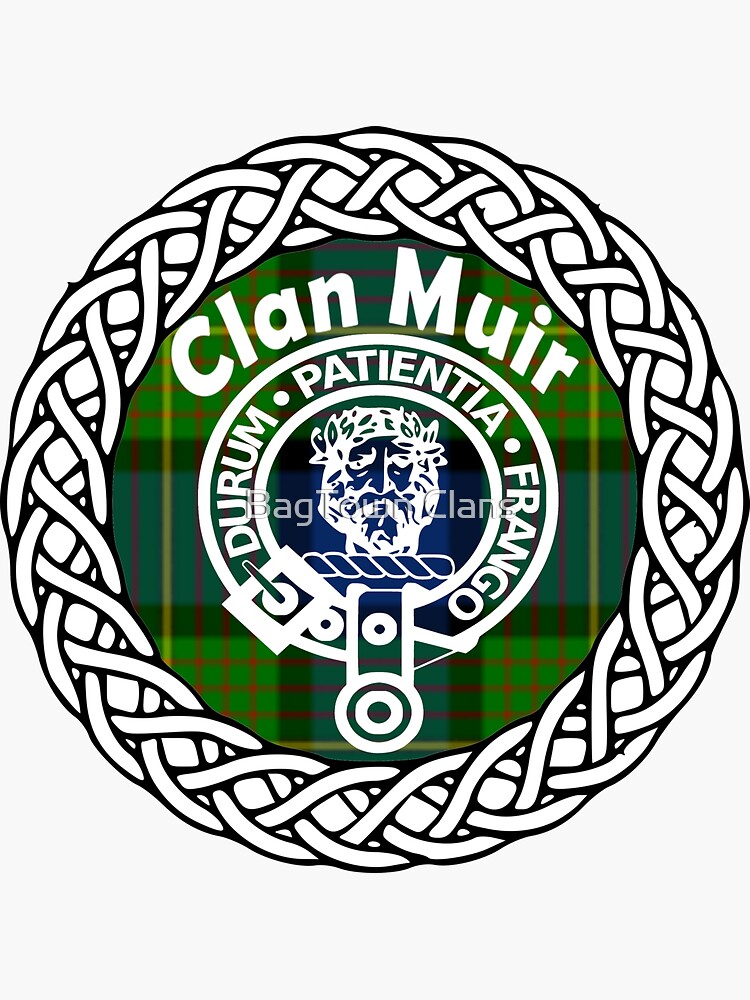 "Clan Muir surname last name tartan crest badge" Sticker by ljrigby ...