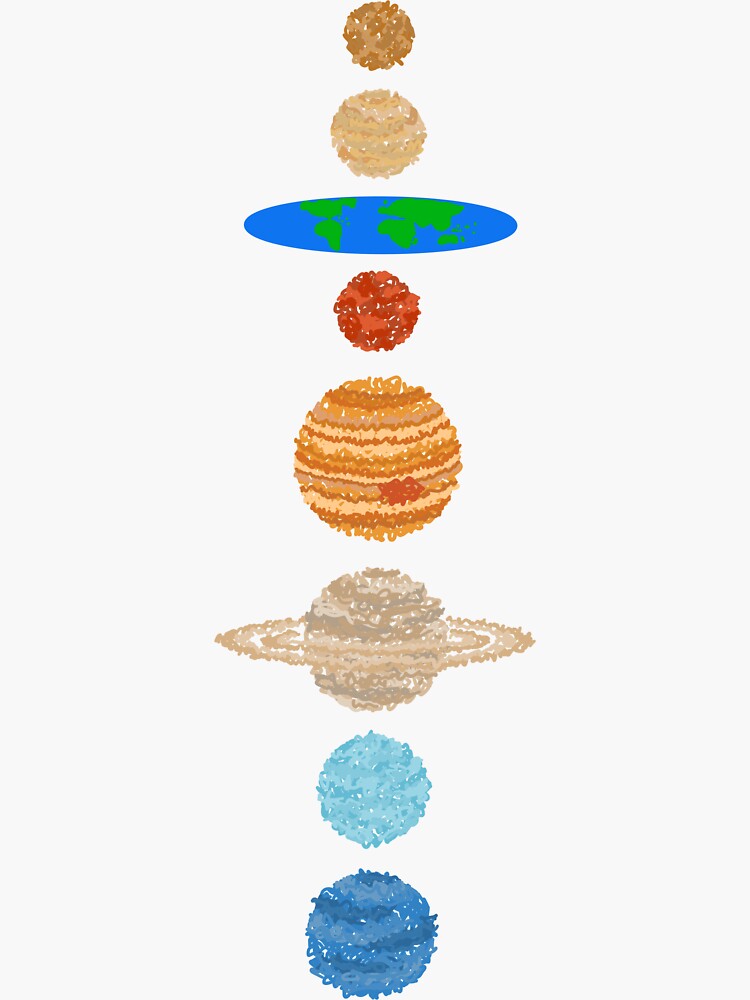 "Flat earth solar system (white)" Sticker by magaphie | Redbubble