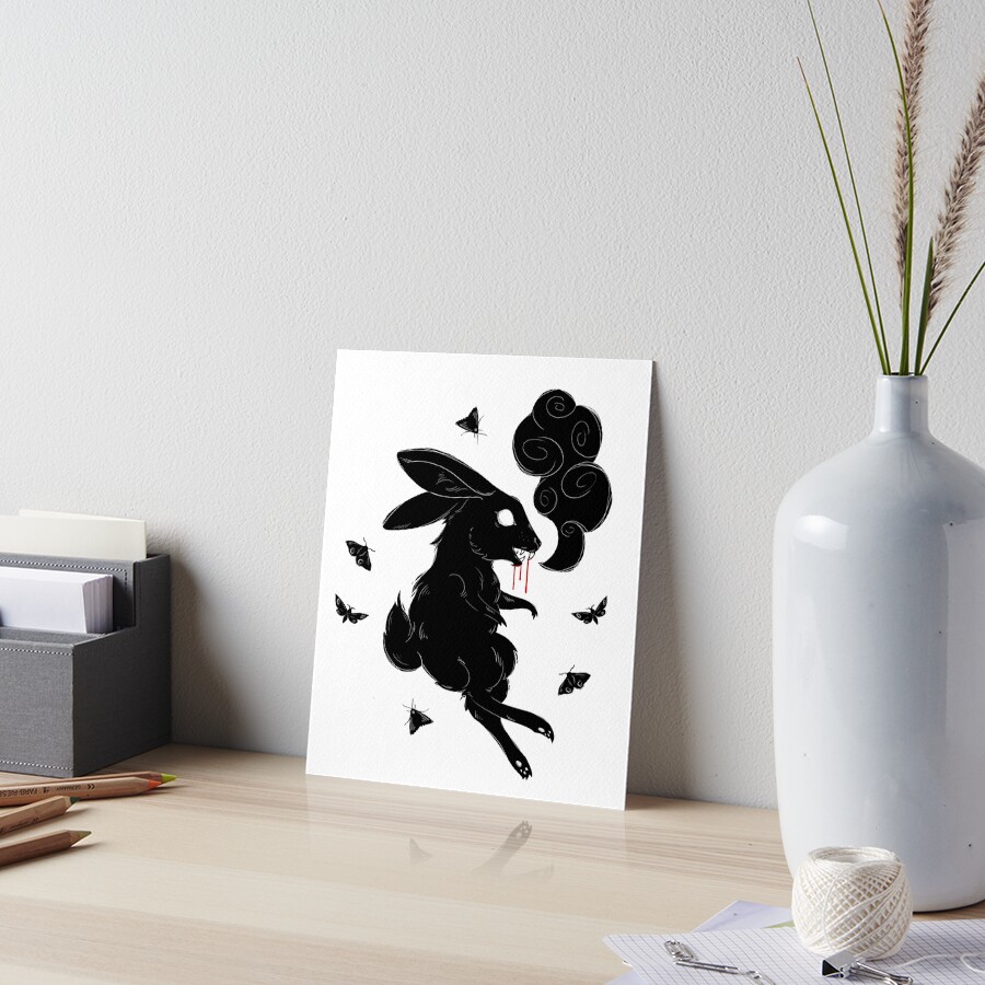 "Black Rabbit and Moths Design" Art Board Print by alinabeska | Redbubble