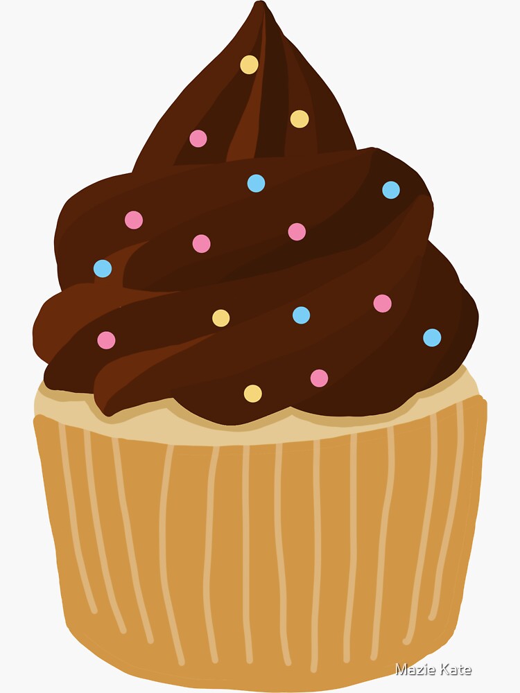 "Vanilla Cupcake with Chocolate Frosting" Sticker for Sale by a-mazie ...