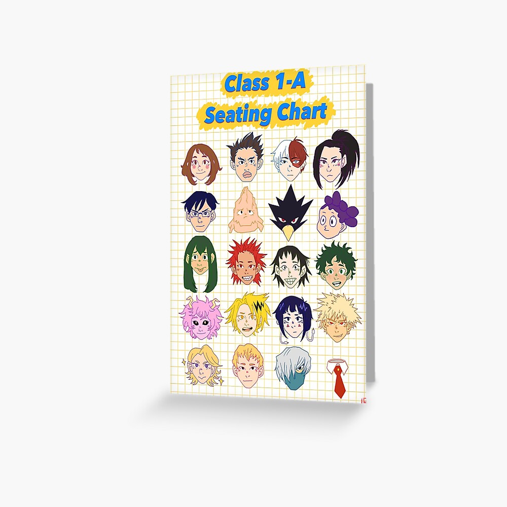 "BNHA Class 1-A Seating Chart" Greeting Card by ko-komaeda | Redbubble