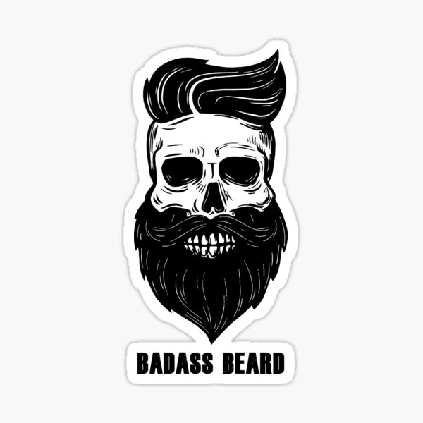 "Badass beard Hipster Skull" Sticker for Sale by hey-wonder | Redbubble