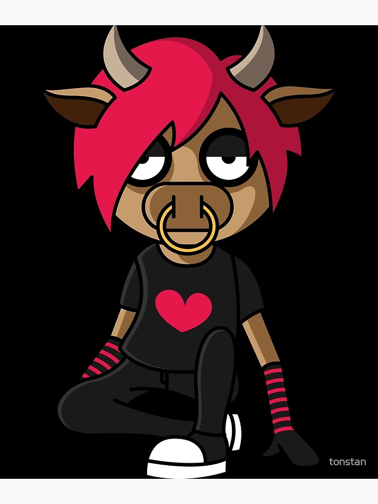 "Emo cow, emocore emostyle goth gothic bull" Poster by tonstan | Redbubble
