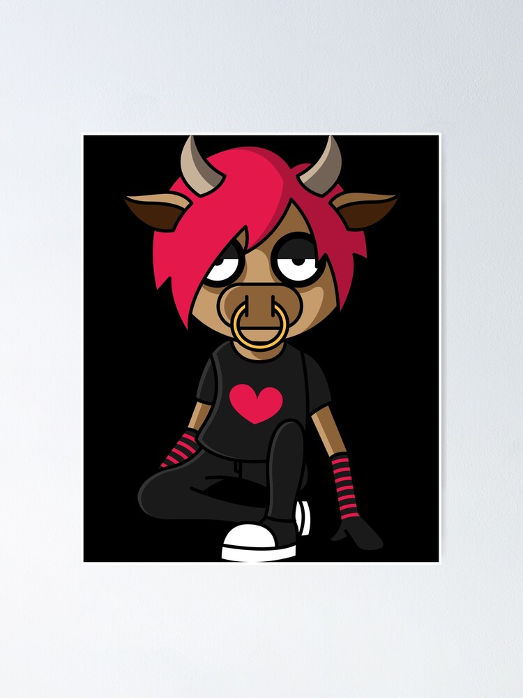 "Emo cow, emocore emostyle goth gothic bull" Poster by tonstan | Redbubble