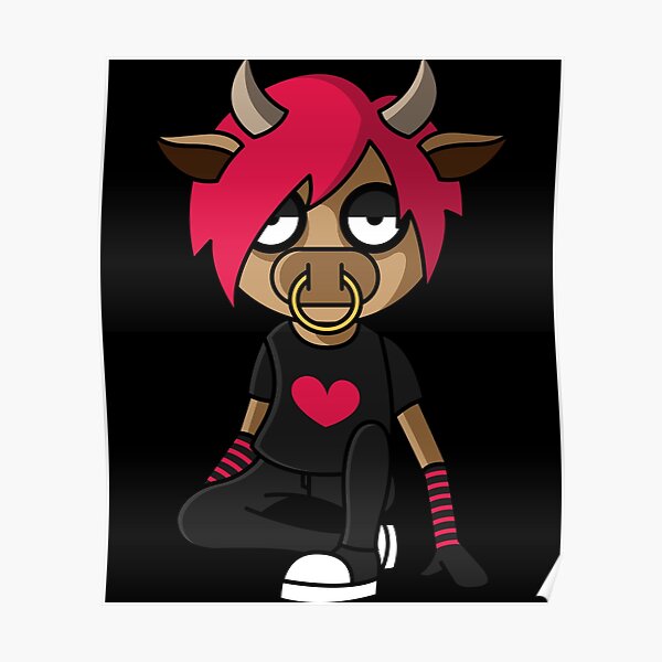 "Emo cow, emocore emostyle goth gothic bull" Poster by tonstan | Redbubble