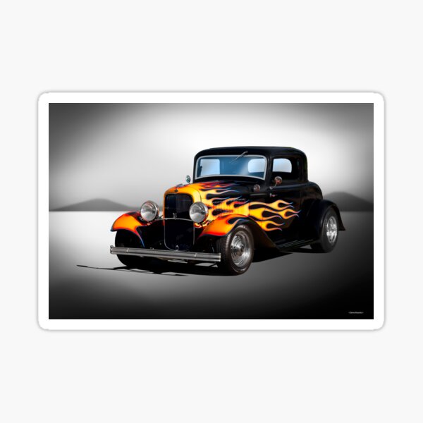 "1932 Ford 'Flaming Deuce' Coupe" Sticker for Sale by DaveKoontz ...