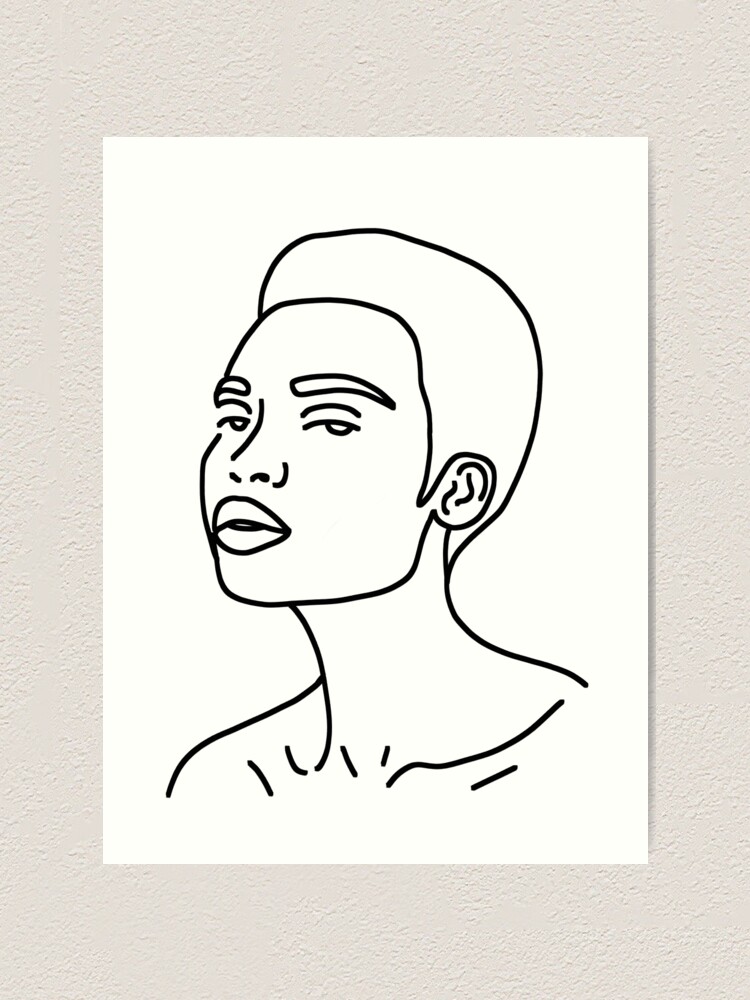 "Black Woman One Line Art | figurative minimalist line drawing" Art ...