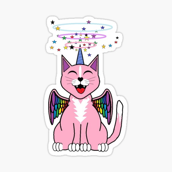 "Kitty-corn" Sticker by AngelKittenArt | Redbubble