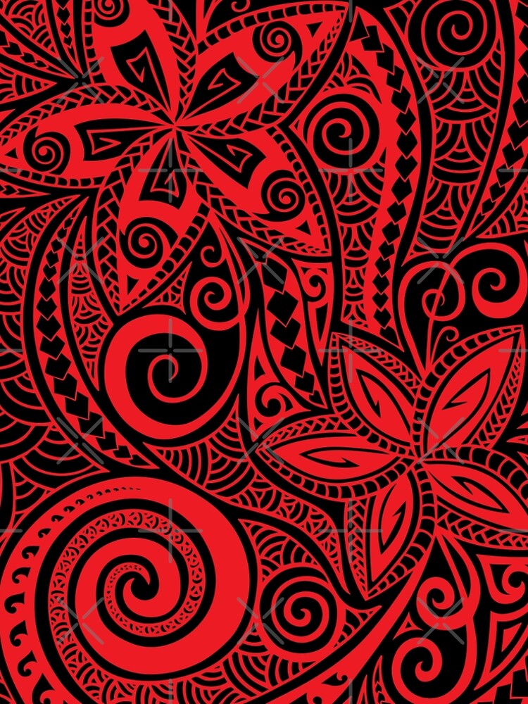 "Red black Polynesian floral design" A-Line Dress for Sale by AyeletF ...