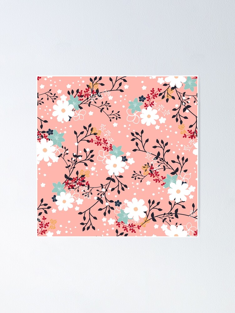 "Floral Garden - Pastel Pink" Poster by oppositedge | Redbubble