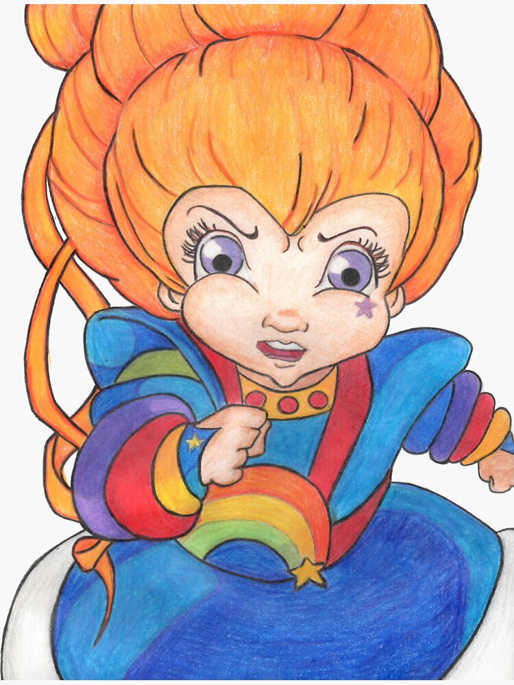 "Angry Rainbow Brite" Sticker by tiffanycanpaint | Redbubble