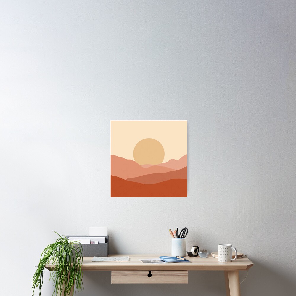 "Minimalist Landscape Earth Tones Design | muted tones" Poster by ...