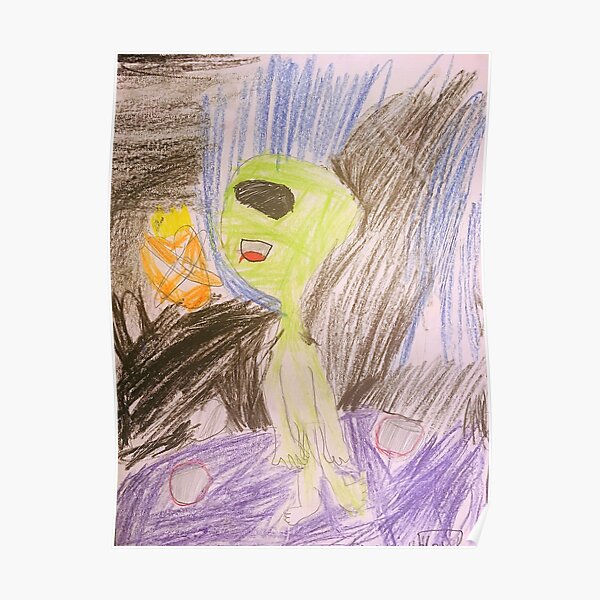 "Alien eating a pretzel" Poster by PrincessPretzel | Redbubble