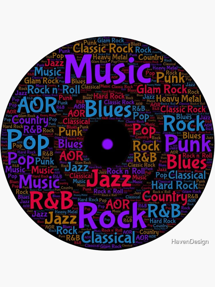 "Colorful Music Genres Logo" Sticker for Sale by HavenDesign | Redbubble