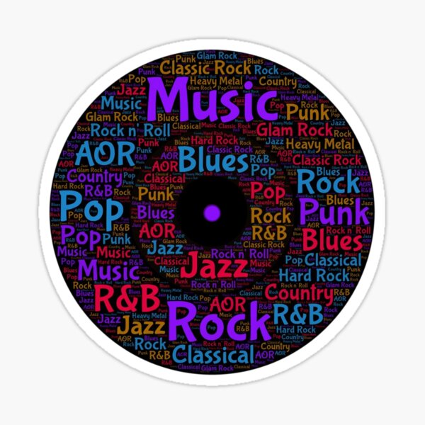 "Colorful Music Genres Logo" Sticker for Sale by HavenDesign | Redbubble