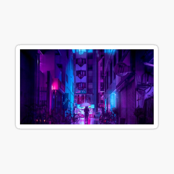 "Aesthetic Vaporwave Retrowave Nightcore City" Sticker for Sale by ...
