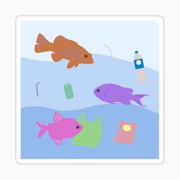 "Fish In Polluted Ocean" Sticker for Sale by amberartdesign | Redbubble
