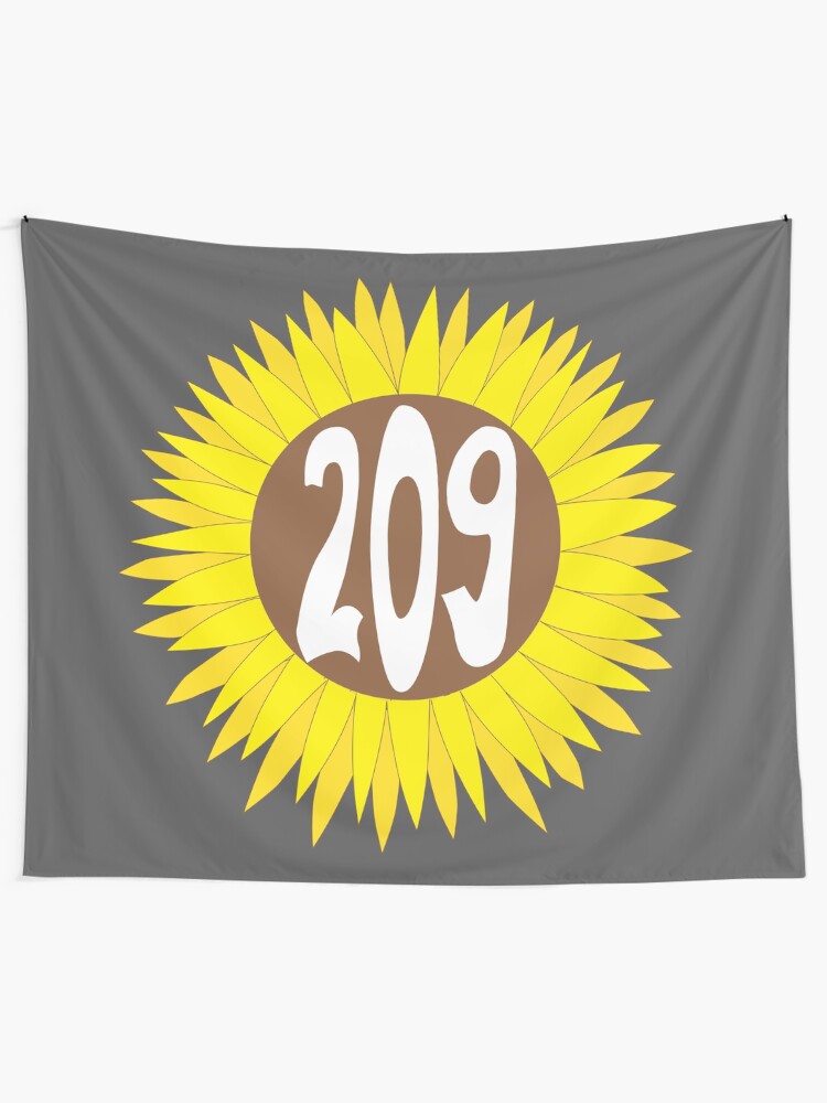 "Hand Drawn California 209 Area Code Sunflower" Tapestry by itsrturn ...