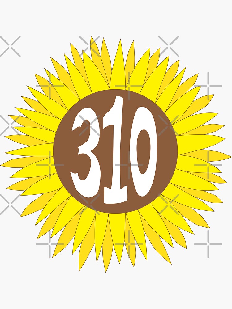 "Hand Drawn California 310 Area Code Sunflower" Sticker for Sale by ...