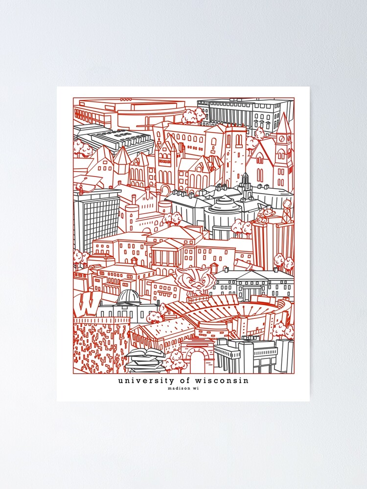 "University of Wisconsin Campus Artwork" Poster by townsvilleart ...