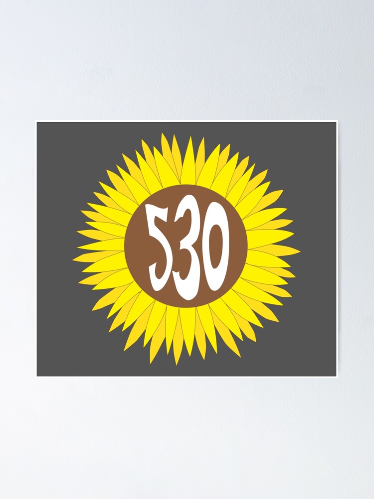 "Hand Drawn California 530 Area Code Sunflower" Poster by itsrturn ...