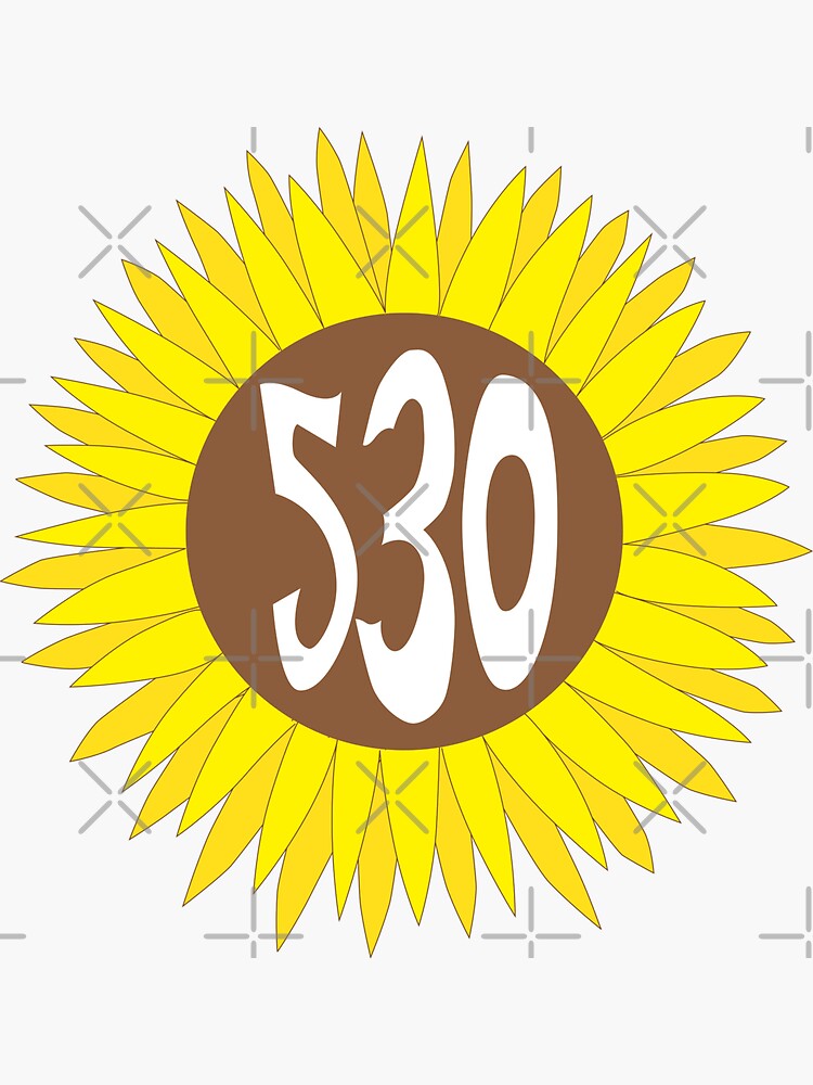 "Hand Drawn California 530 Area Code Sunflower" Sticker for Sale by ...