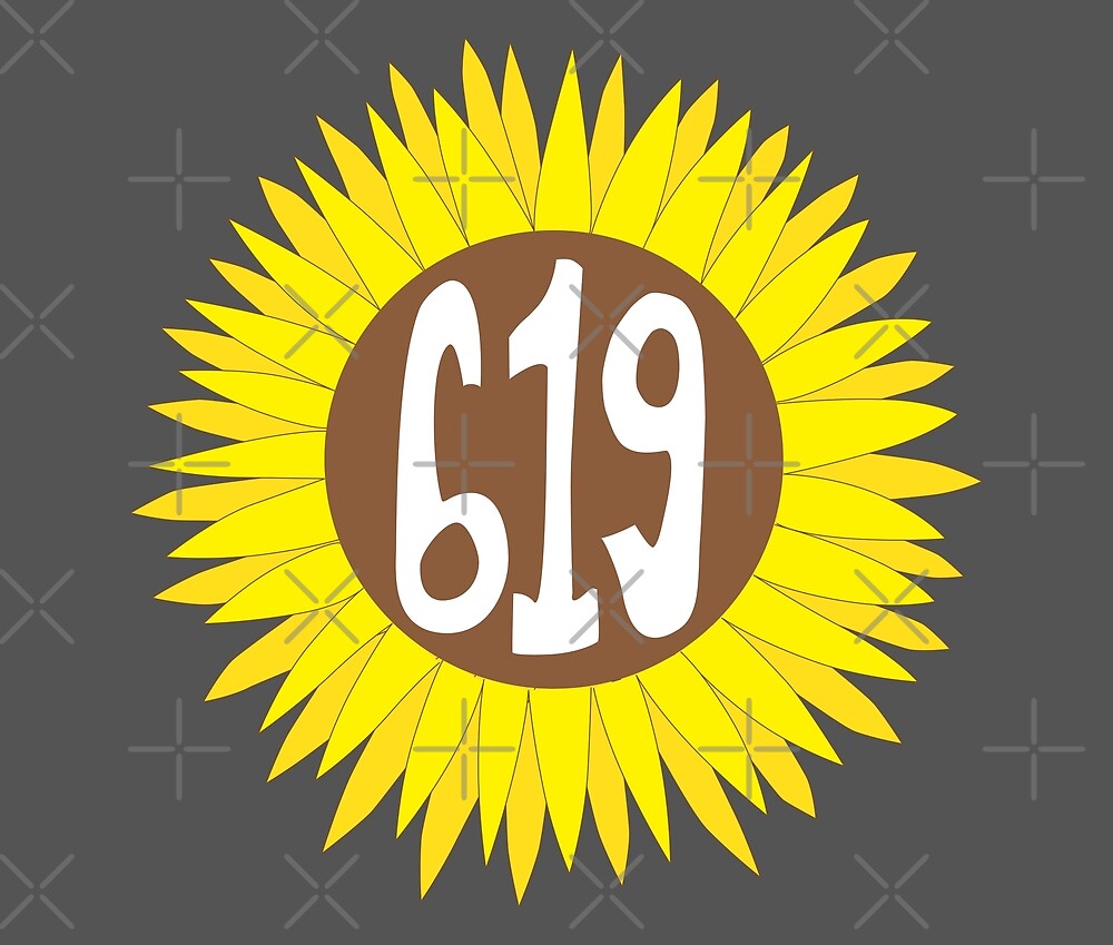 "Hand Drawn California 619 Area Code Sunflower" by itsrturn | Redbubble