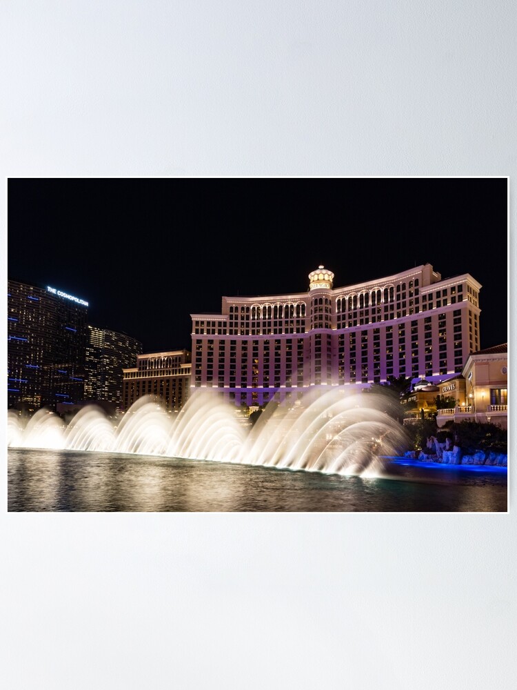 "Midnight Dance - Silky Bellagio Fountains at Night" Poster for Sale by Georgia Mizuleva | Redbubble