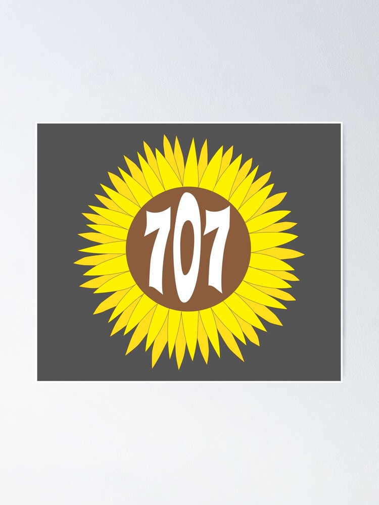 "Hand Drawn California 707 Area Code Sunflower" Poster for Sale by ...