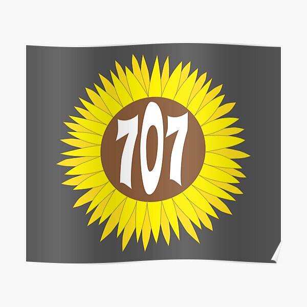 "Hand Drawn California 707 Area Code Sunflower" Poster for Sale by ...