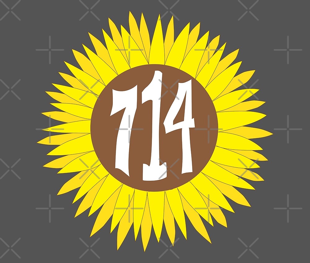 "Hand Drawn California 714 Area Code Sunflower" by itsrturn | Redbubble