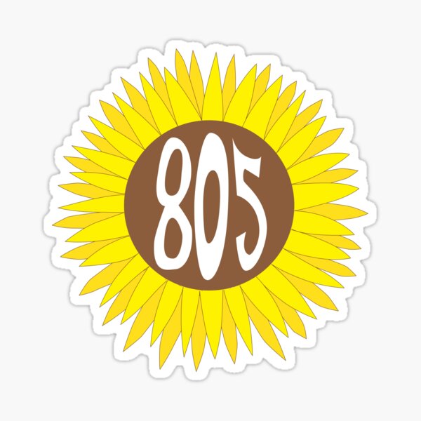 "Hand Drawn California 805 Area Code Sunflower" Sticker for Sale by ...
