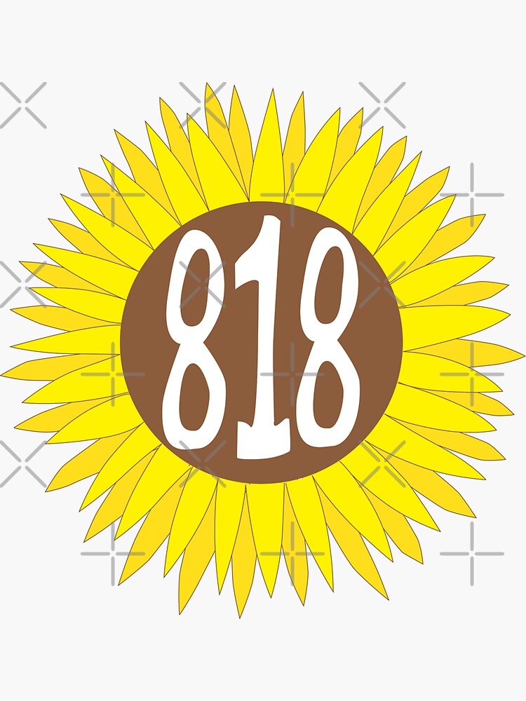 "Hand Drawn California 818 Area Code Sunflower" Sticker by itsrturn ...