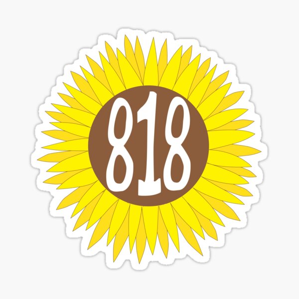 "Hand Drawn California 818 Area Code Sunflower" Sticker by itsrturn ...