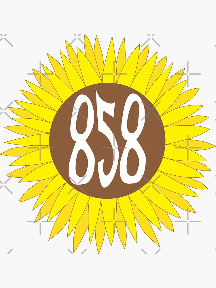 "Hand Drawn California 858 Area Code Sunflower" Sticker for Sale by ...