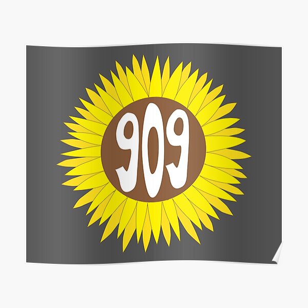 "Hand Drawn California 909 Area Code Sunflower" Poster by itsrturn ...