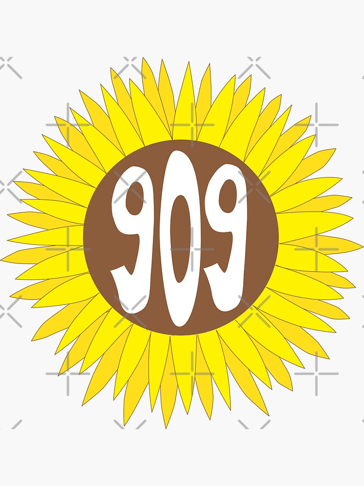 "Hand Drawn California 909 Area Code Sunflower" Sticker for Sale by ...