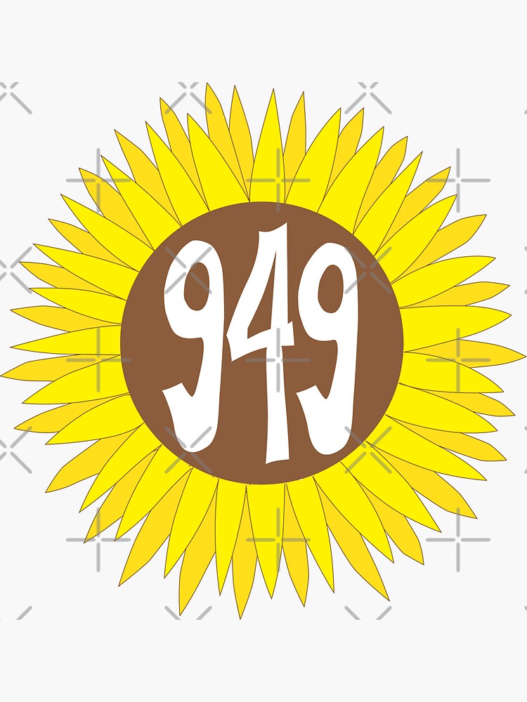 "Hand Drawn California 949 Area Code Sunflower" Sticker by itsrturn ...