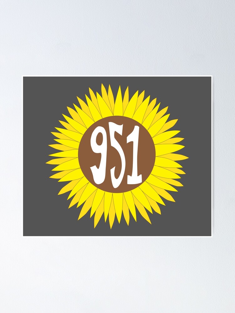 "Hand Drawn California 951 Area Code Sunflower" Poster for Sale by ...