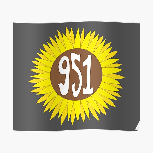 "Hand Drawn California 951 Area Code Sunflower" Poster for Sale by ...