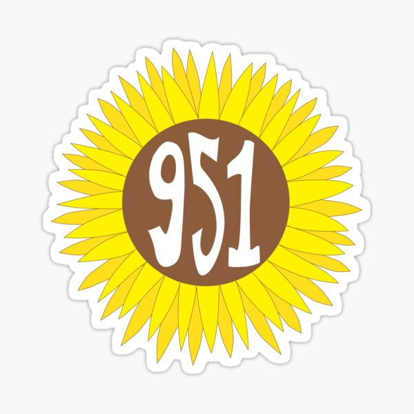 "Hand Drawn California 951 Area Code Sunflower" Sticker by itsrturn ...