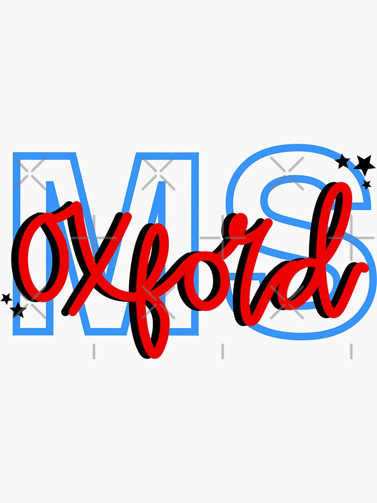 "Oxford, Mississippi with Stars" Sticker for Sale by closofly | Redbubble