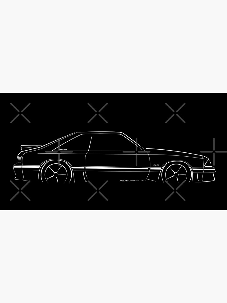 "Ford Mustang GT (fox body) - profile stencil, white" Poster for Sale ...