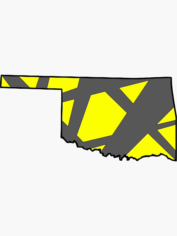 "Oklahoma State Map Yellow and Gray Geometric Pattern" Sticker for Sale ...