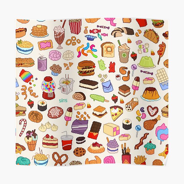 "Cute Pixel Junk Food" Poster for Sale by siins | Redbubble