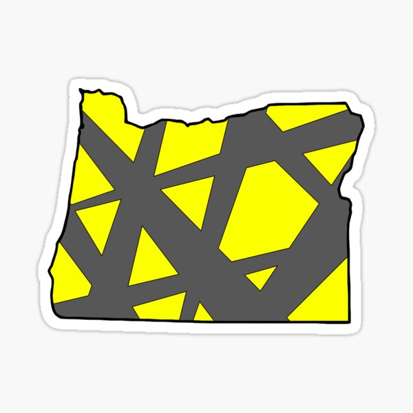 "Oregon State Map Yellow and Gray Geometric Pattern " Sticker for Sale ...